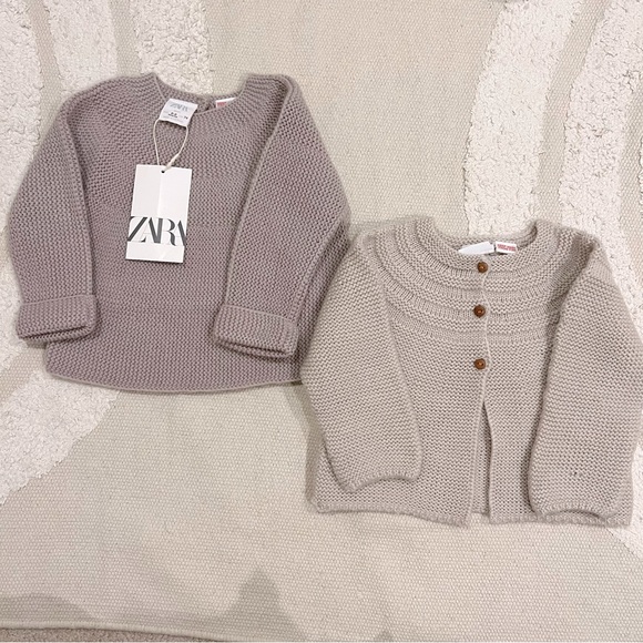 Zara | Shirts & Tops | Zara Baby Set Knit Sweater And Knit Cardigan ...